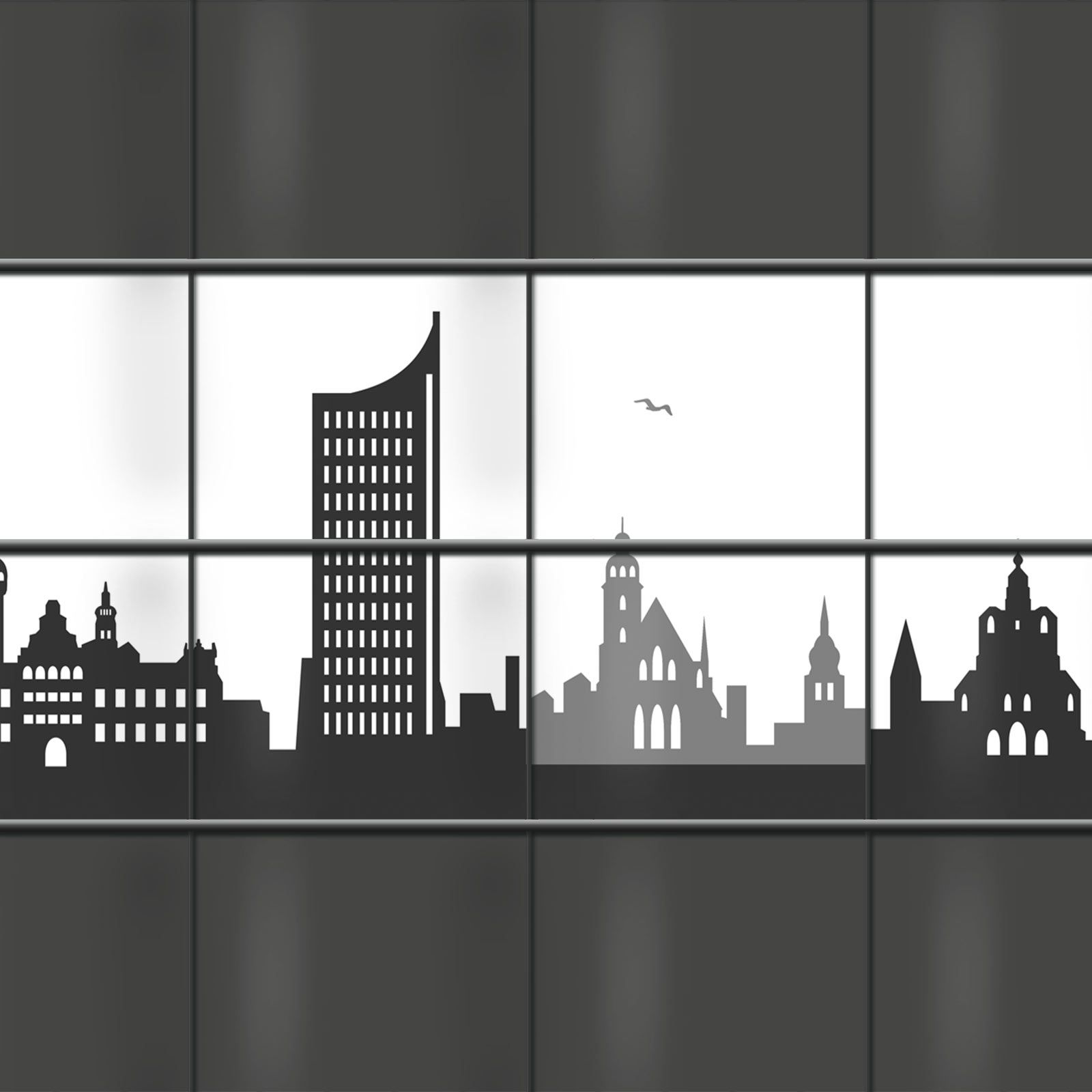 PVC Sichtschutz - Leipzig Skyline - Stückzahl: 2er Pack